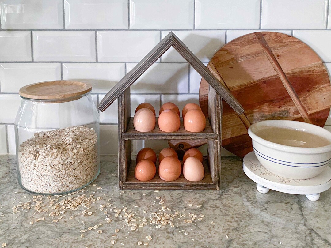 Egg Caddy, Egg Holder, Stacking Egg Holder, Rustic Egg Storage, Wood Egg Holder, Fresh Egg ...