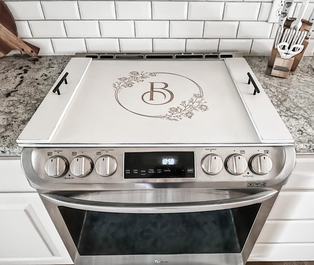 Engraved Initial Stove Cover, Noodle Board, Family Name, Family Initial ...