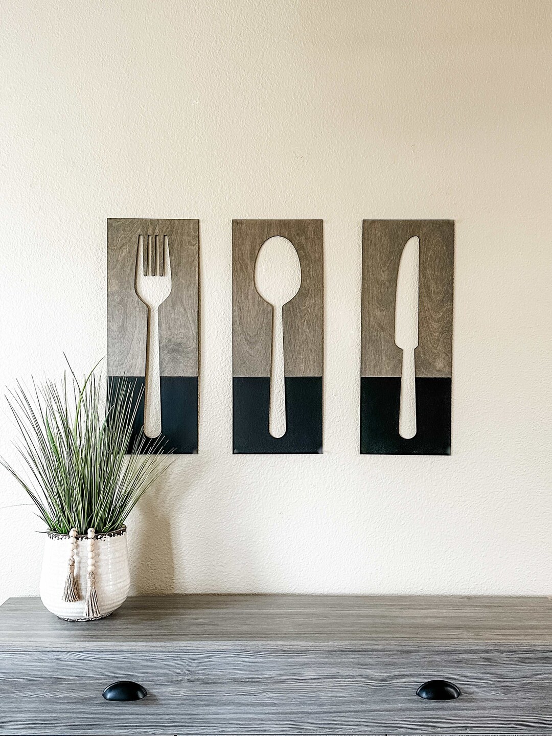 Fork Spoon Knife Wall Decor, Utensils, Handmade Wall Art, Laser ...