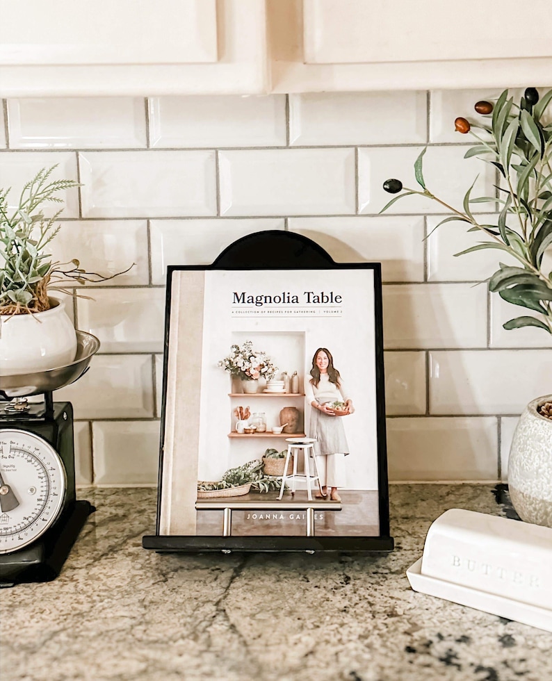 Black Cookbook Stand, Wood Cookbook Holder, Recipe Stand, Recipe Card ...