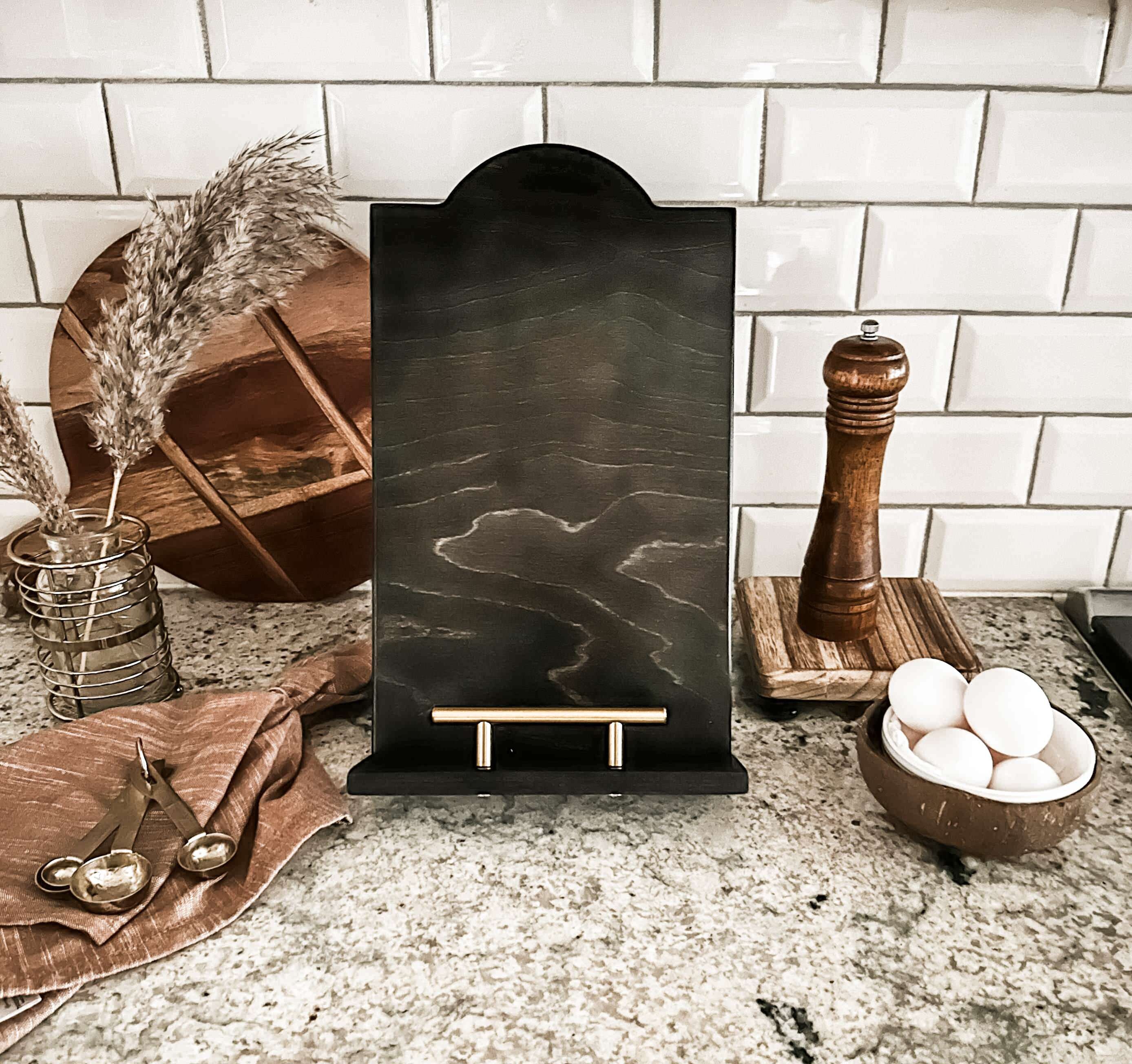 Black Cookbook Stand, Wood Cookbook Holder, Recipe Stand, Recipe Card ...