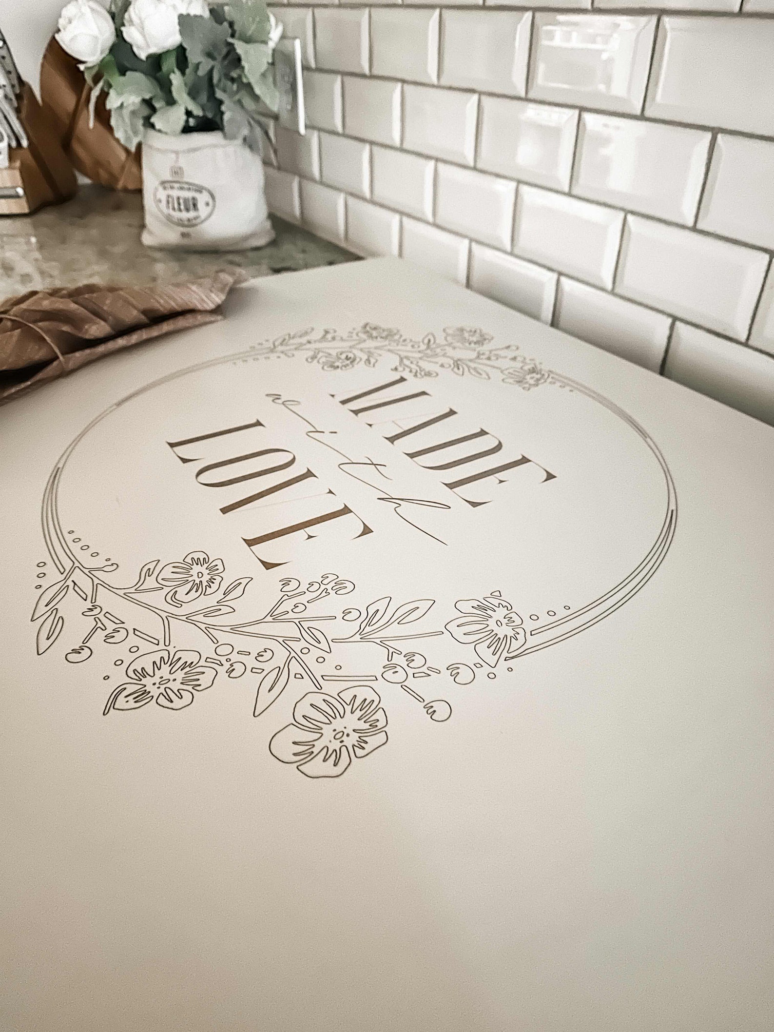 Engraved Made With Love Stove Cover, Noodle Board, Gas Range, Electric ...