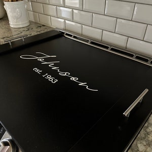 Engraved Black Minimalist Stove Cover, Noodle Board, Burner Cover ...