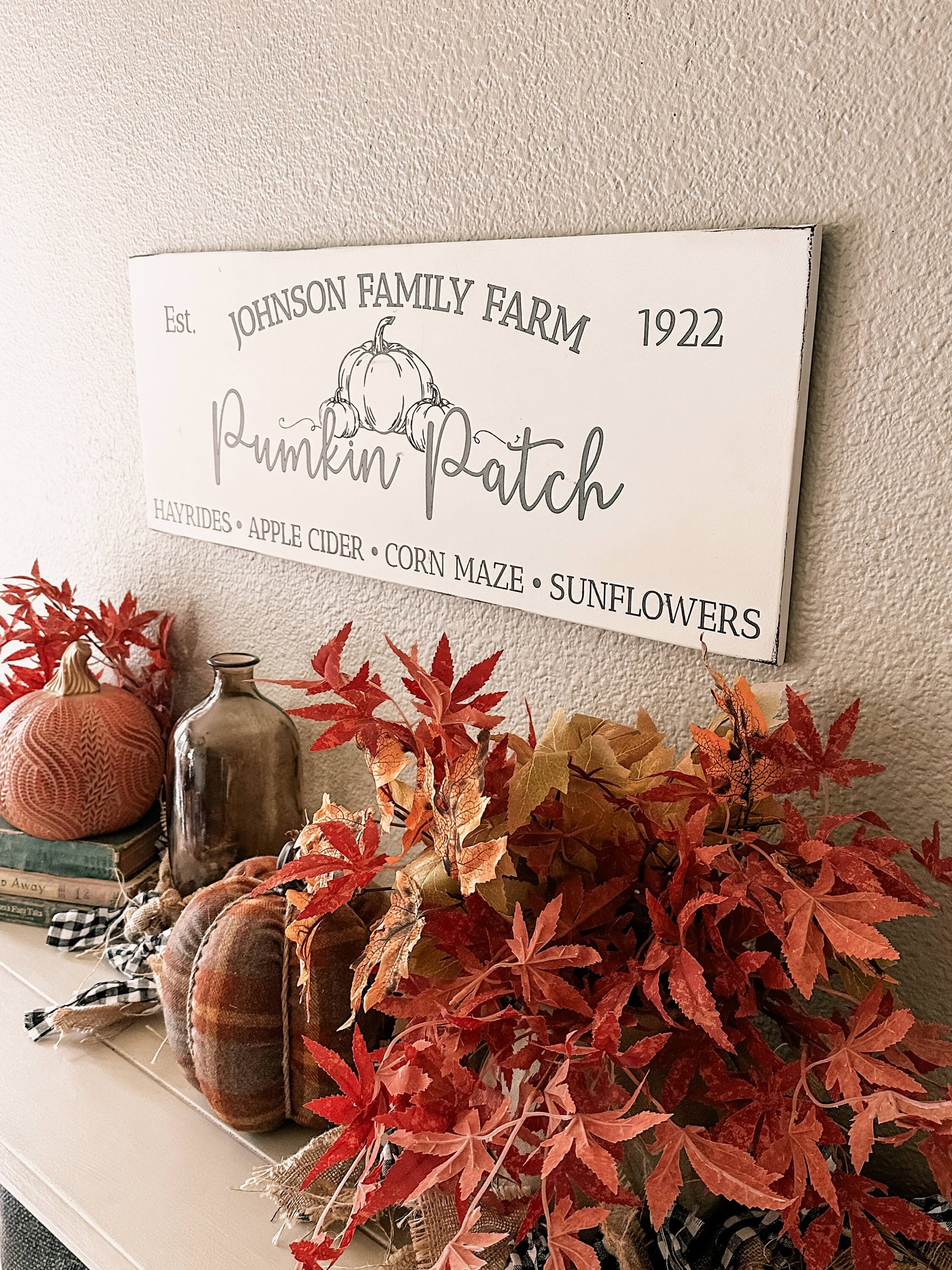 Personalized Pumpkin Patch Wall Sign, Family Name, Farmhouse, Custom ...