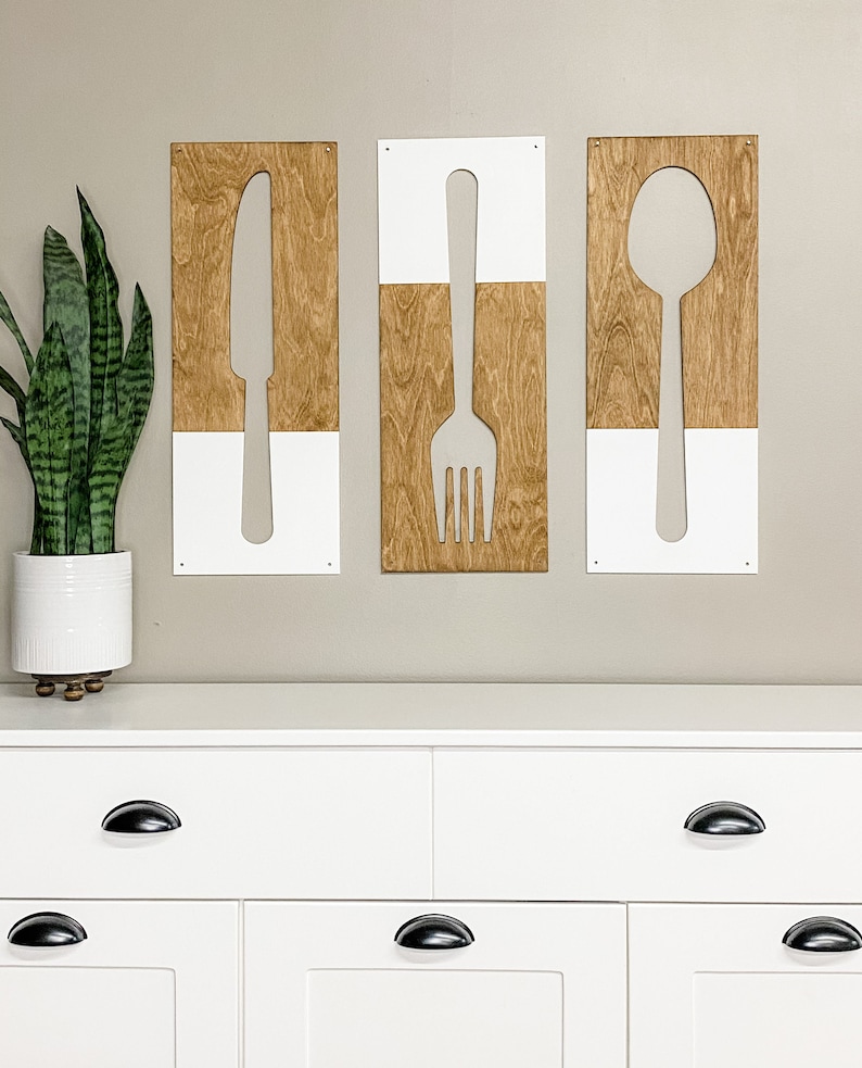 Fork Spoon Knife Wall Decor, Utensils, Handmade Wall Art, Laser ...