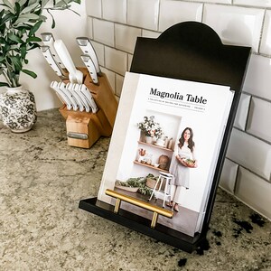 Black Cookbook Stand, Wood Cookbook Holder, Recipe Stand, Recipe Card ...