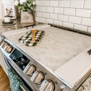 Cottage Floral Engraved Stove Cover, Gas Range, Glass Cooktop, Burner ...