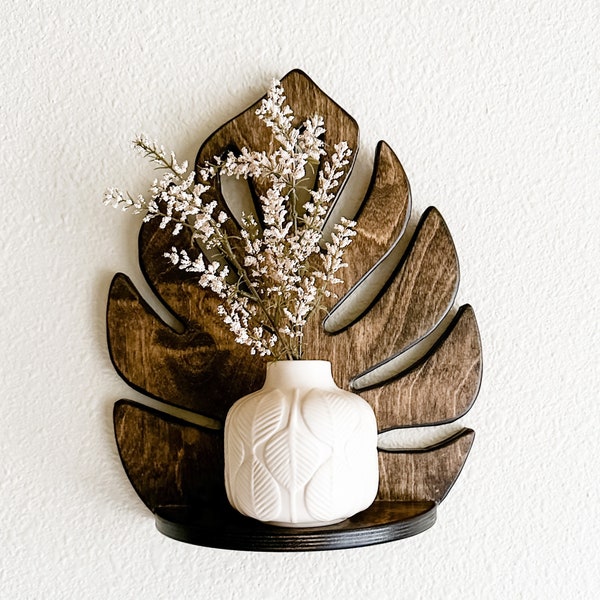 Monstera Leaf Wood Shelf - Etsy