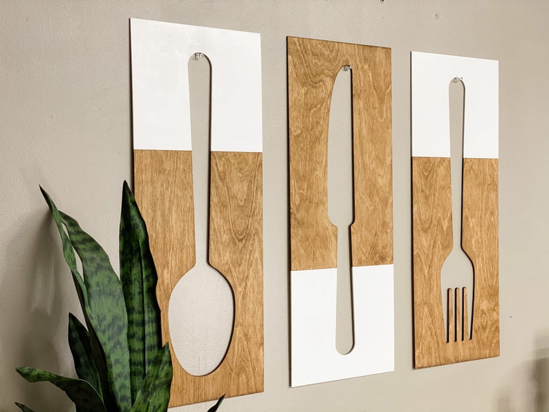 Fork Spoon Knife Wall Decor, Utensils, Handmade Wall Art, Laser ...