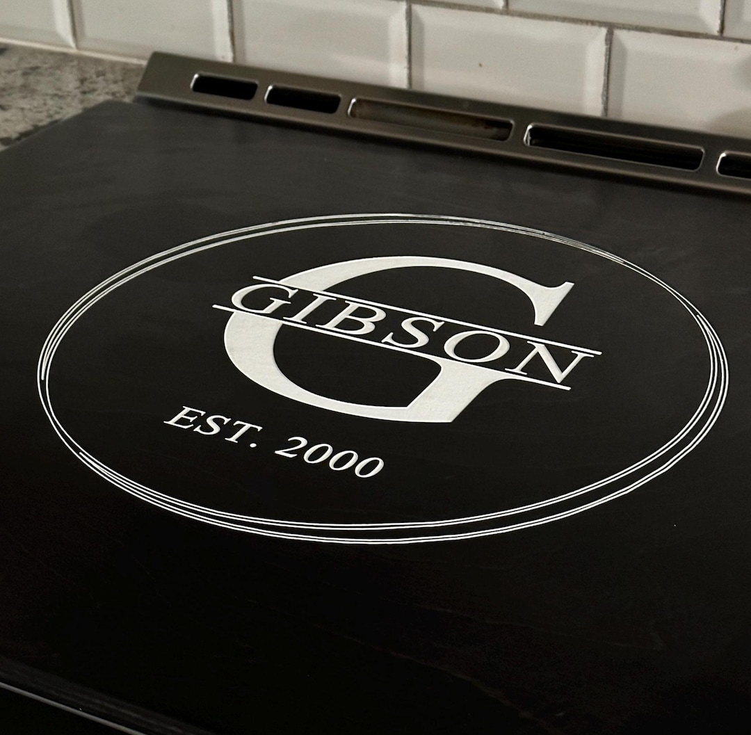 Engraved Black Minimalist Stove Cover, Noodle Board, Burner Cover ...