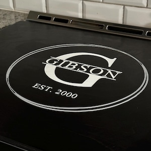 Engraved Black Minimalist Stove Cover, Noodle Board, Burner Cover ...