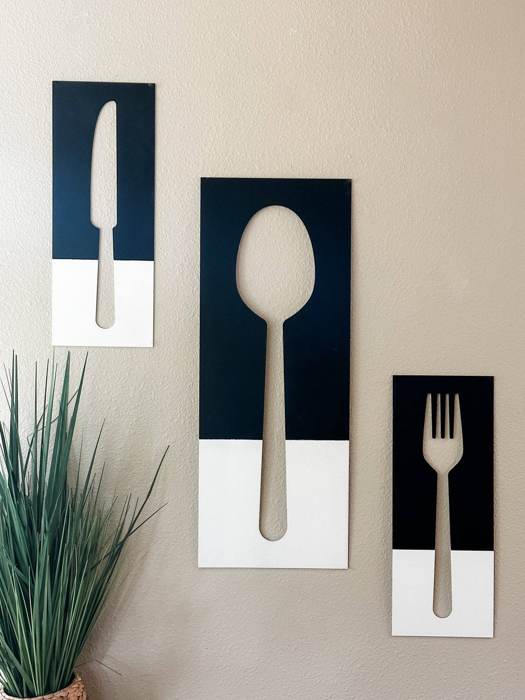 Fork Spoon Knife Wall Decor, Utensils, Handmade Wall Art, Laser ...