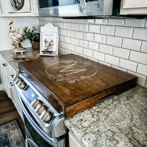 Personalized Warm Brown Stove Cover, Noodleboard, Gas Range, Electric ...