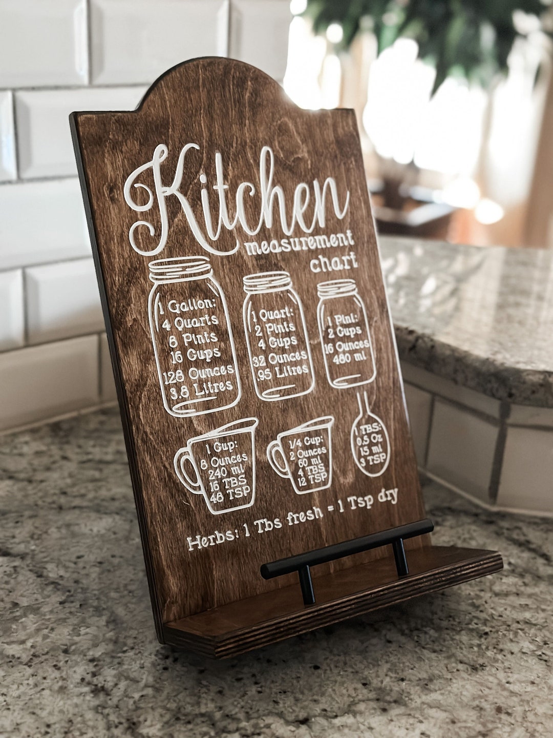 Kitchen Conversions Cookbook Stand, Laser Engraved, Cookbook Holder ...