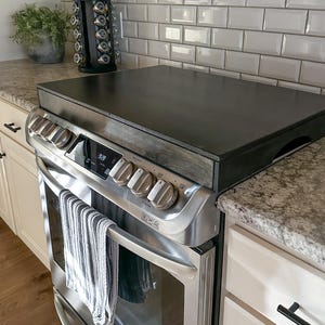 Sleek Black Minimalist Stove Cover, Noodle Board, Burner Cover, Cooktop ...