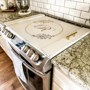 Personalized White Stove Cover, Noodleboard, Gas Range, Burner Cover ...