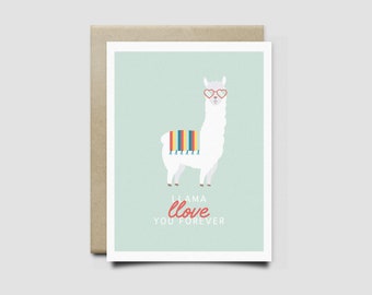 Llama Valentine's Day Card for Her Llama Love You Forever - Etsy