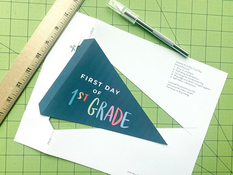First Day of School Flag, Back to School Flag, Printable Pennant Flags ...