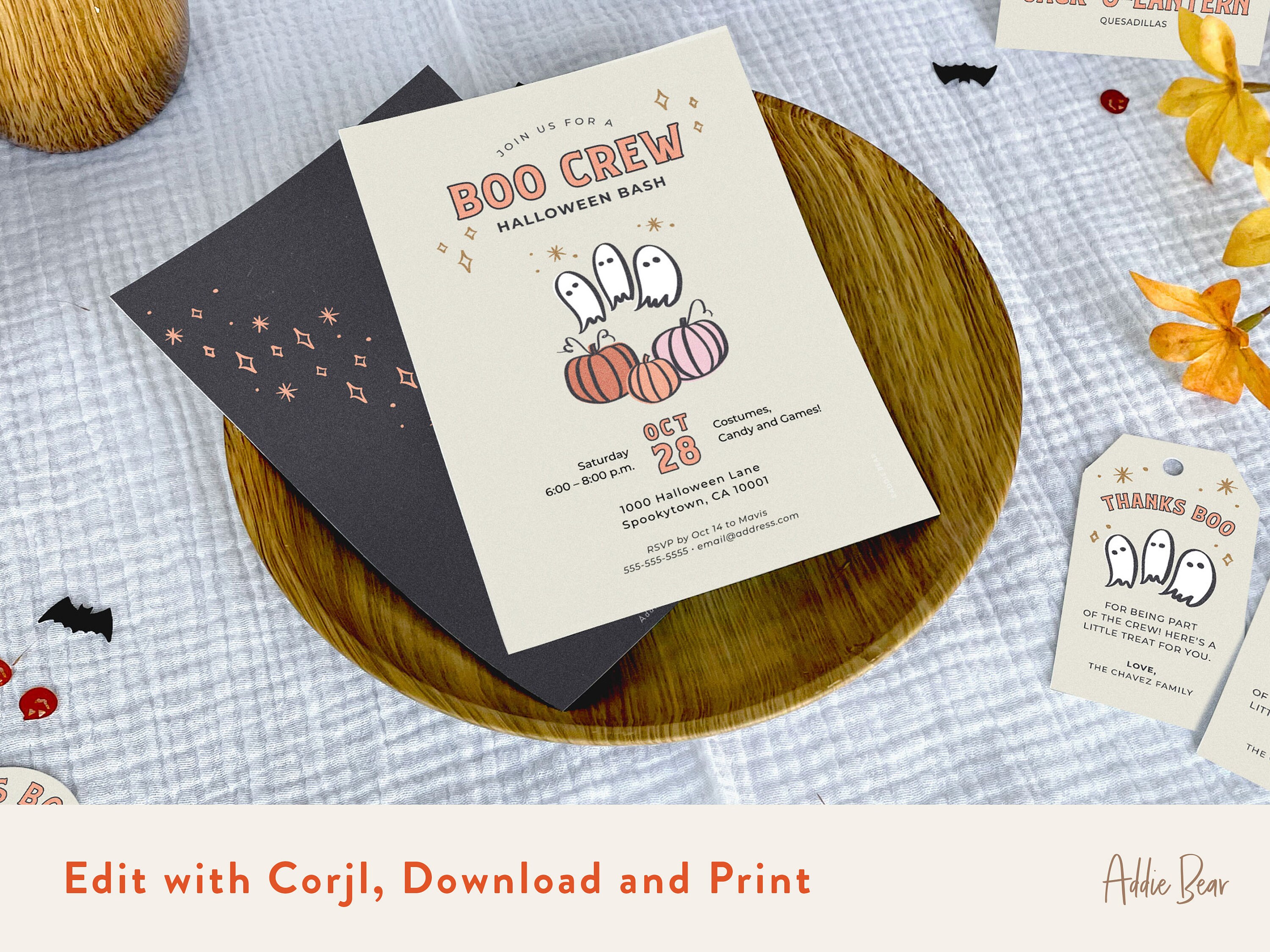 Boo Crew Halloween Party Invite, Kids Halloween Invitation, Editable ...