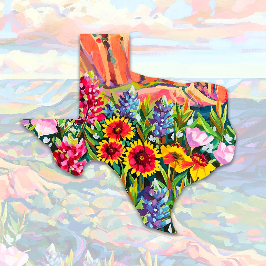 Texas Wall Art, Texas Map Art, Texas Art Print, Unframed Print by Maria ...