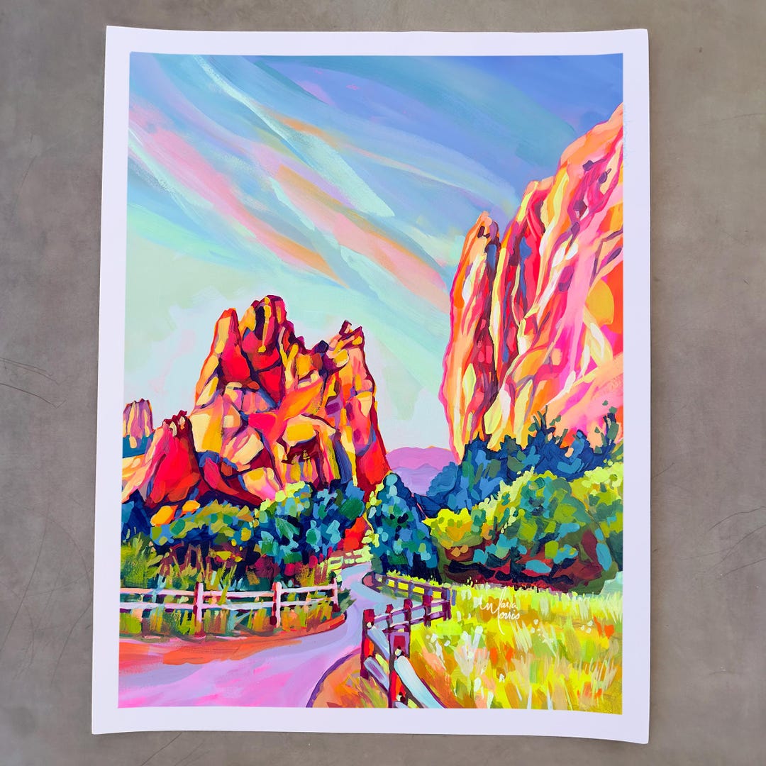 Colorado Art Print of Garden of the Gods, Colorado Springs Travel Print ...