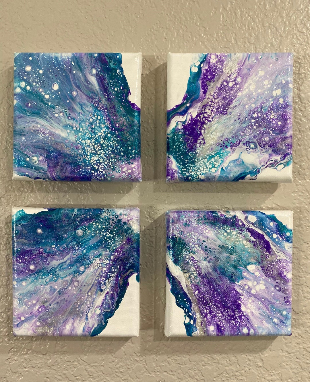 Quadriptych Acrylic Dutch Pour Painting - Etsy