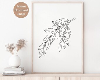 Olive Branch Line Drawing - Etsy