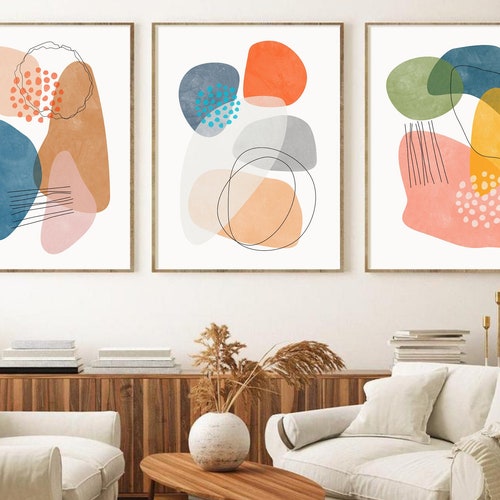 Abstract Wall Art Abstract Printable Wall Art Set of 3 - Etsy