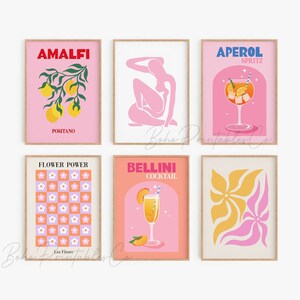 Pink and Orange Gallery Wall Set, Eclectic Print Set of 6, DIGITAL ...