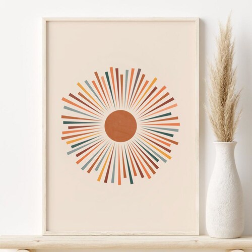 Sunburst Print Boho Sun Printable Wall Art Abstract Sun Rays - Etsy