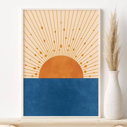 Sunburst Print Boho Sun Printable Wall Art Abstract Sun Rays - Etsy