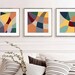 Square Abstract Art Prints, Set of 3, Printable Geometric Wall Art, Mid ...