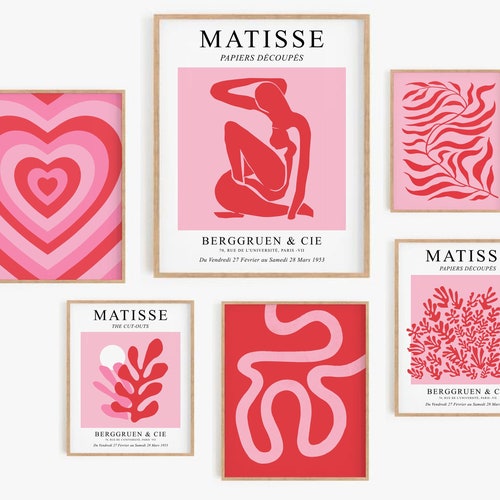 Pink and Red Wall Collage Kit of 6 Trendy Wall Art Room - Etsy