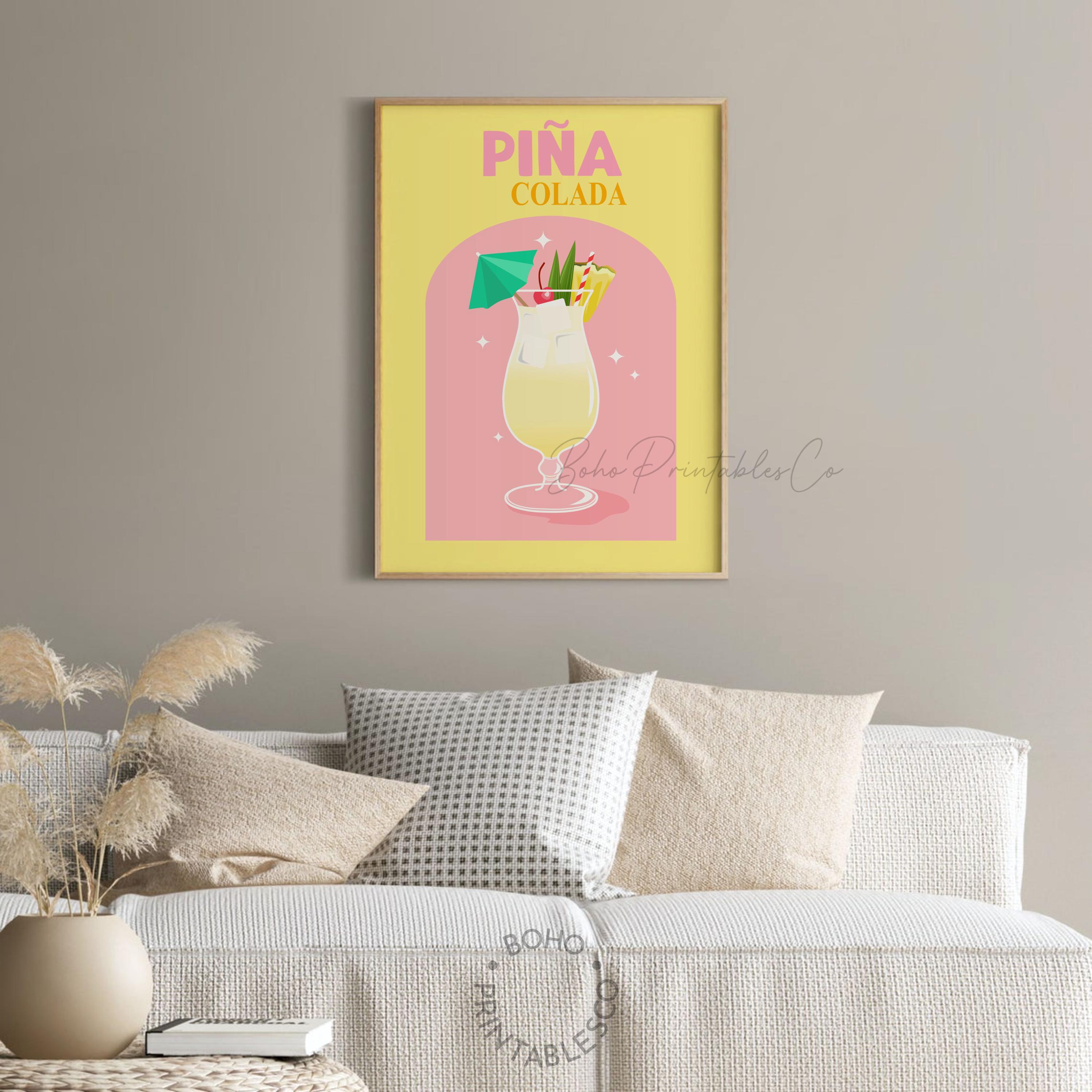 Pina Colada Print, Retro Cocktail Printable Wall Art, DIGITAL DOWNLOAD ...