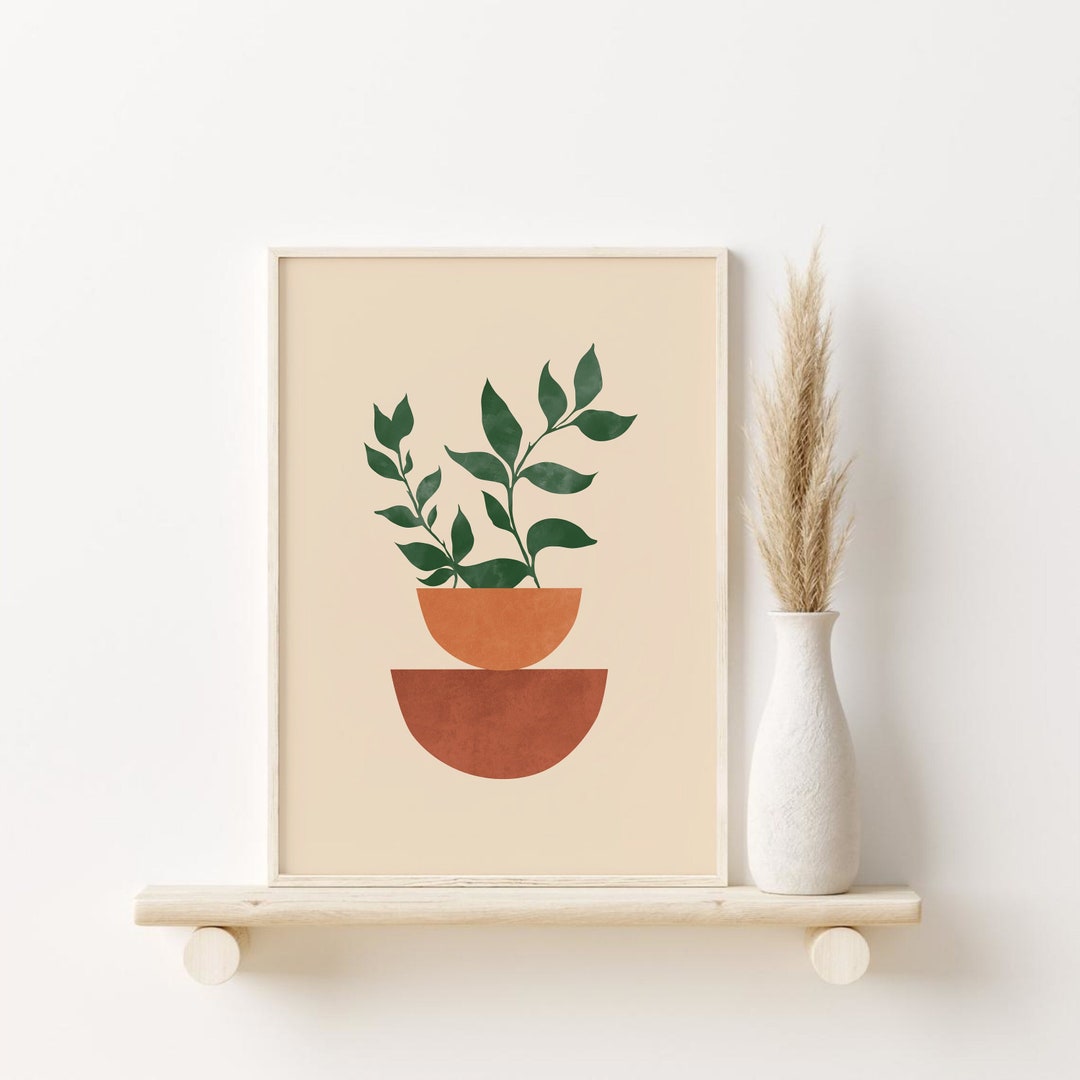 Boho Botanical Art Print, DIGITAL DOWNLOAD, Abstract Botanical ...