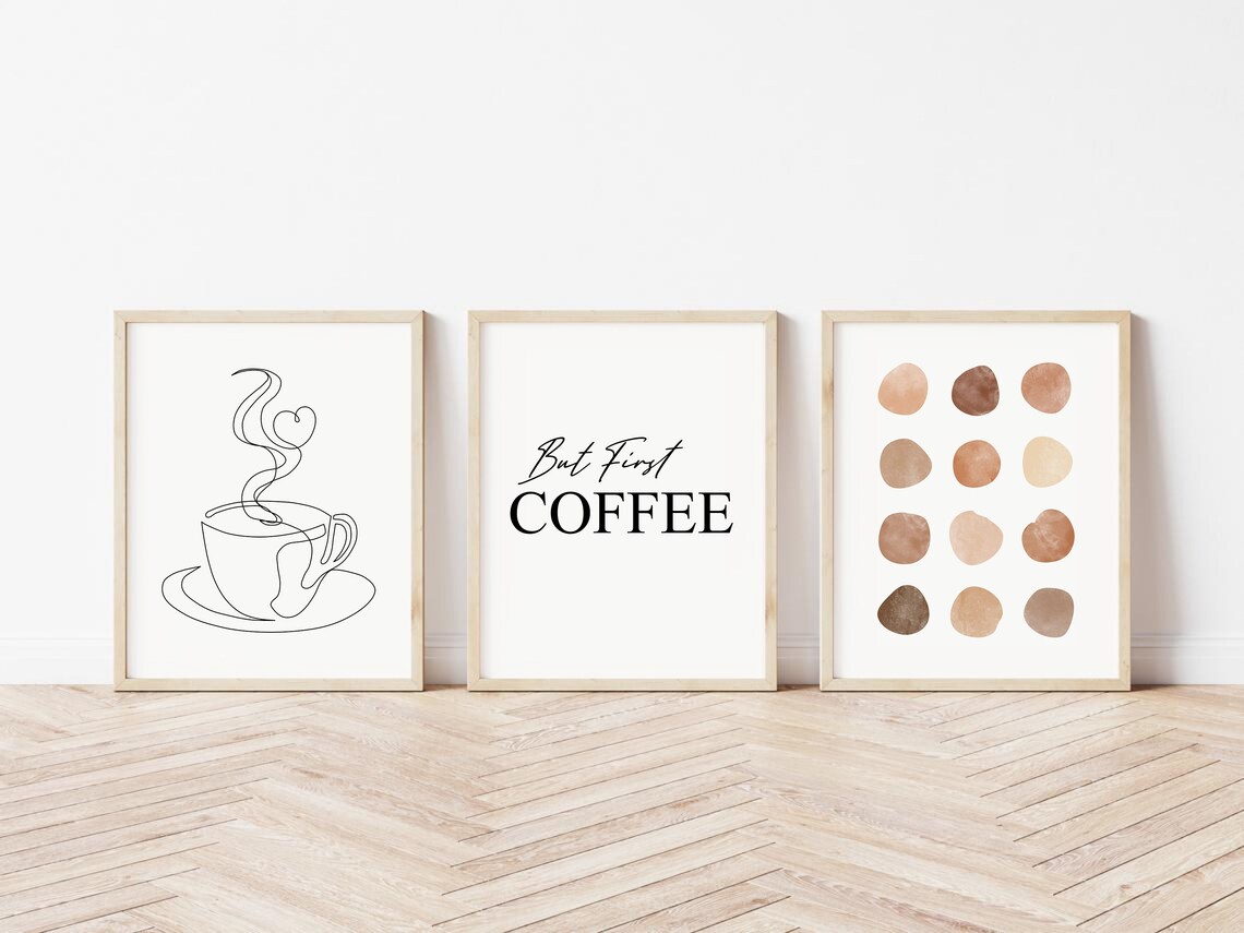 Coffee PRINTABLE Wall Art Abstract Coffee Art Prints Set of - Etsy