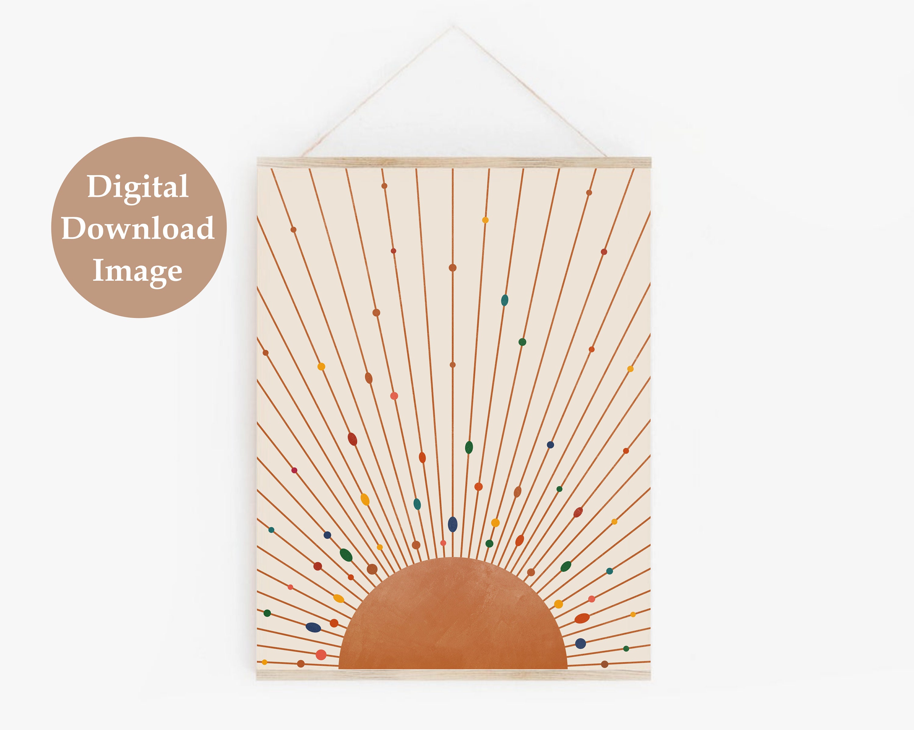 Sunburst Print Boho Sun Printable Wall Art Abstract Sun Rays - Etsy