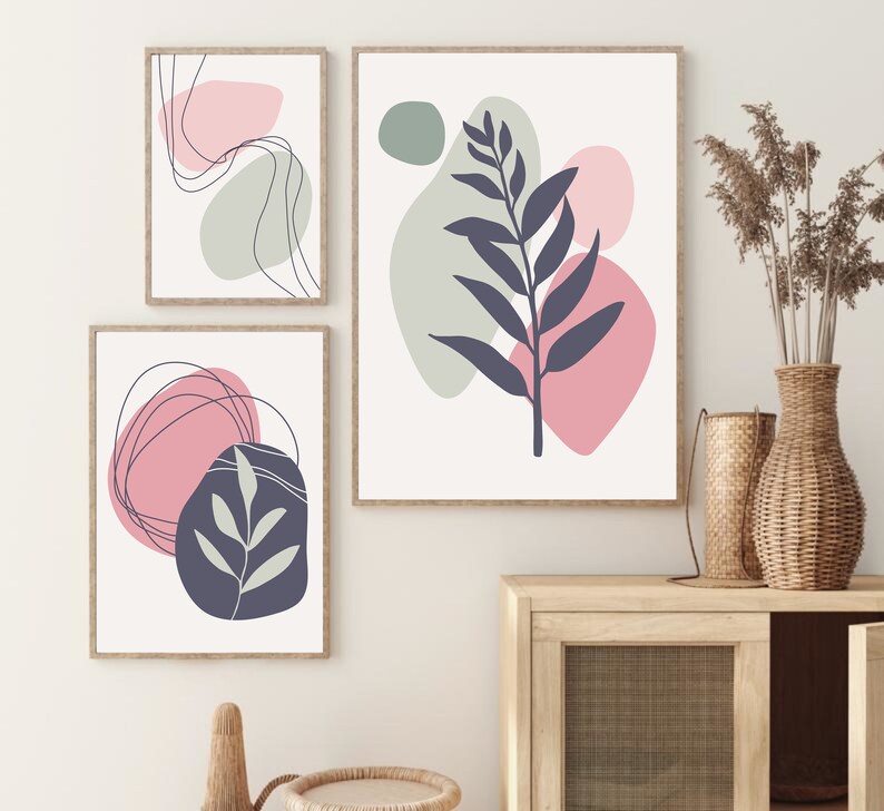Abstract Botanical Print Set of 3 DIGITAL DOWNLOAD Abstract - Etsy
