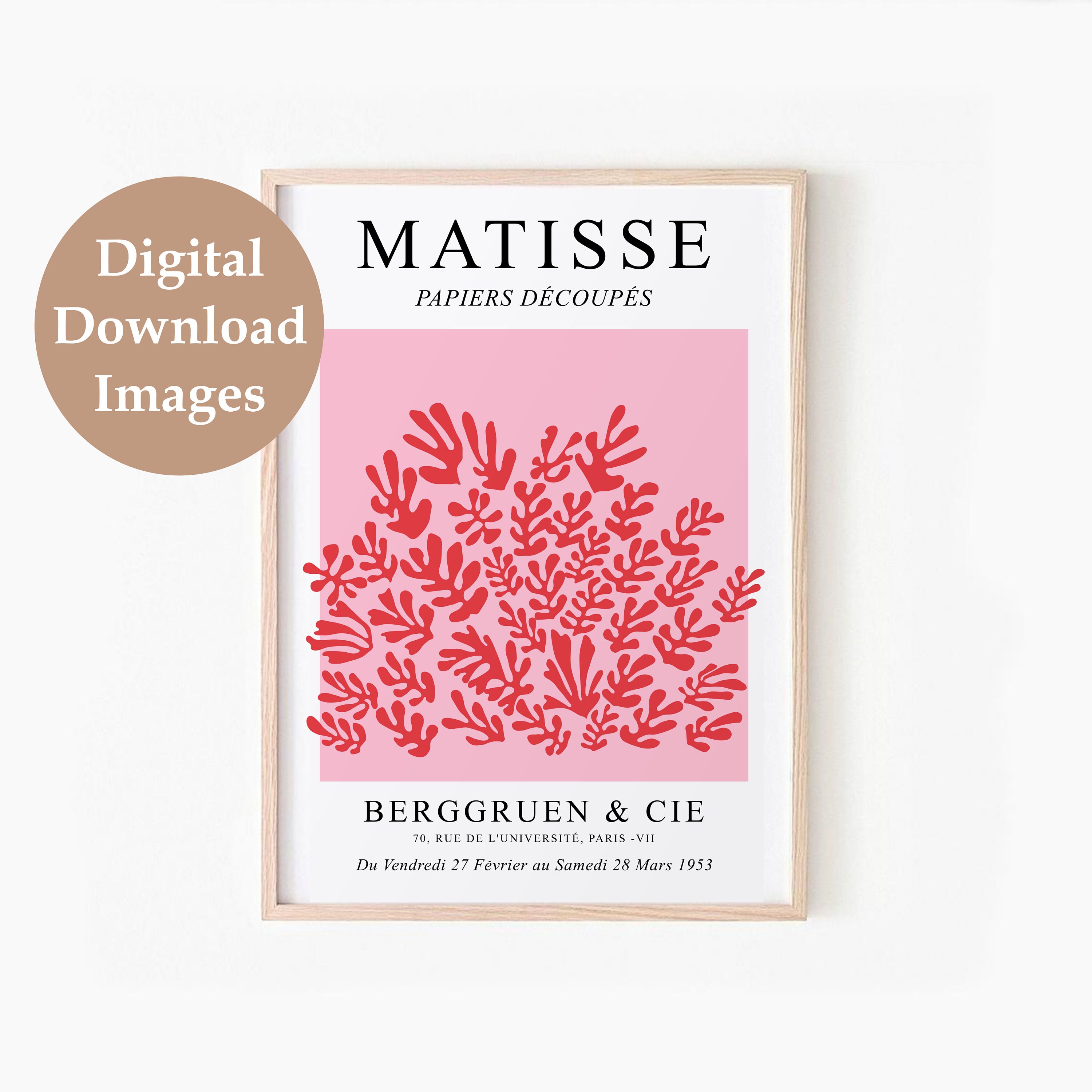 Pink and Red Matisse Cut Out Print, DIGITAL DOWNLOAD, Henri Matisse ...