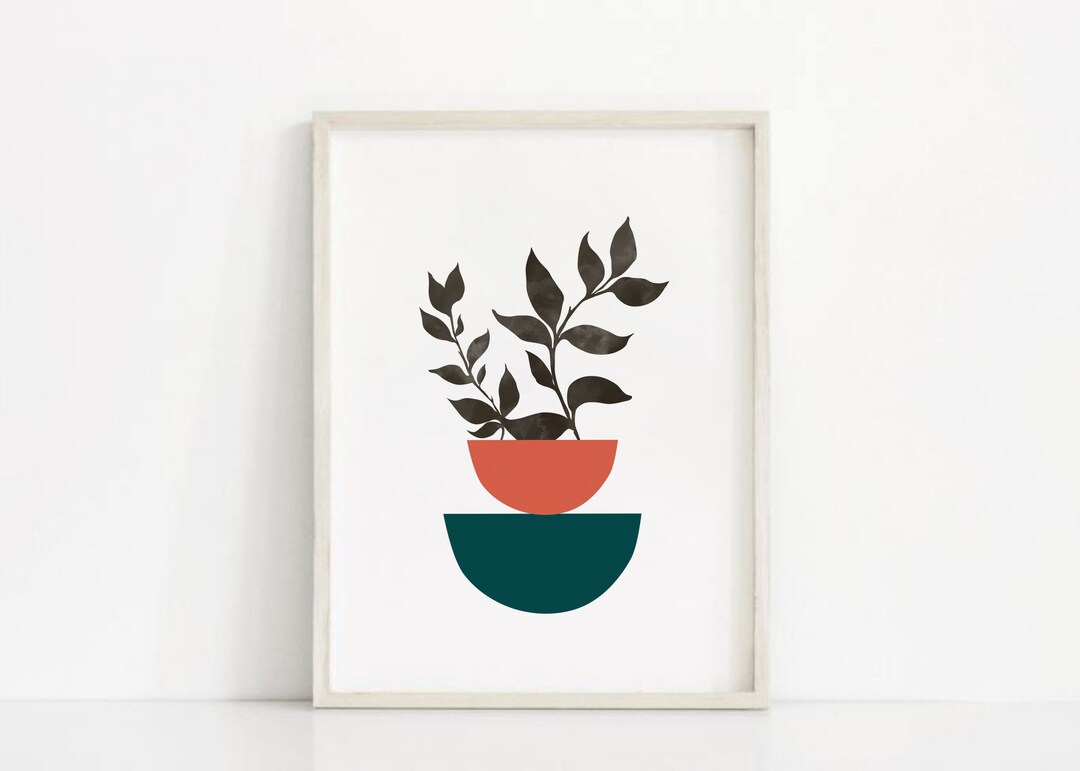 Abstract Botanical Print, Mid Century Modern Art, Printable Wall Art ...