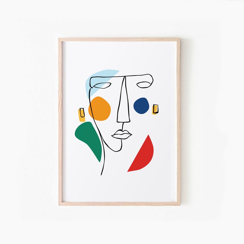 Abstract Face Digital Print Set of 3, Face Line Art Printable Wall Art ...
