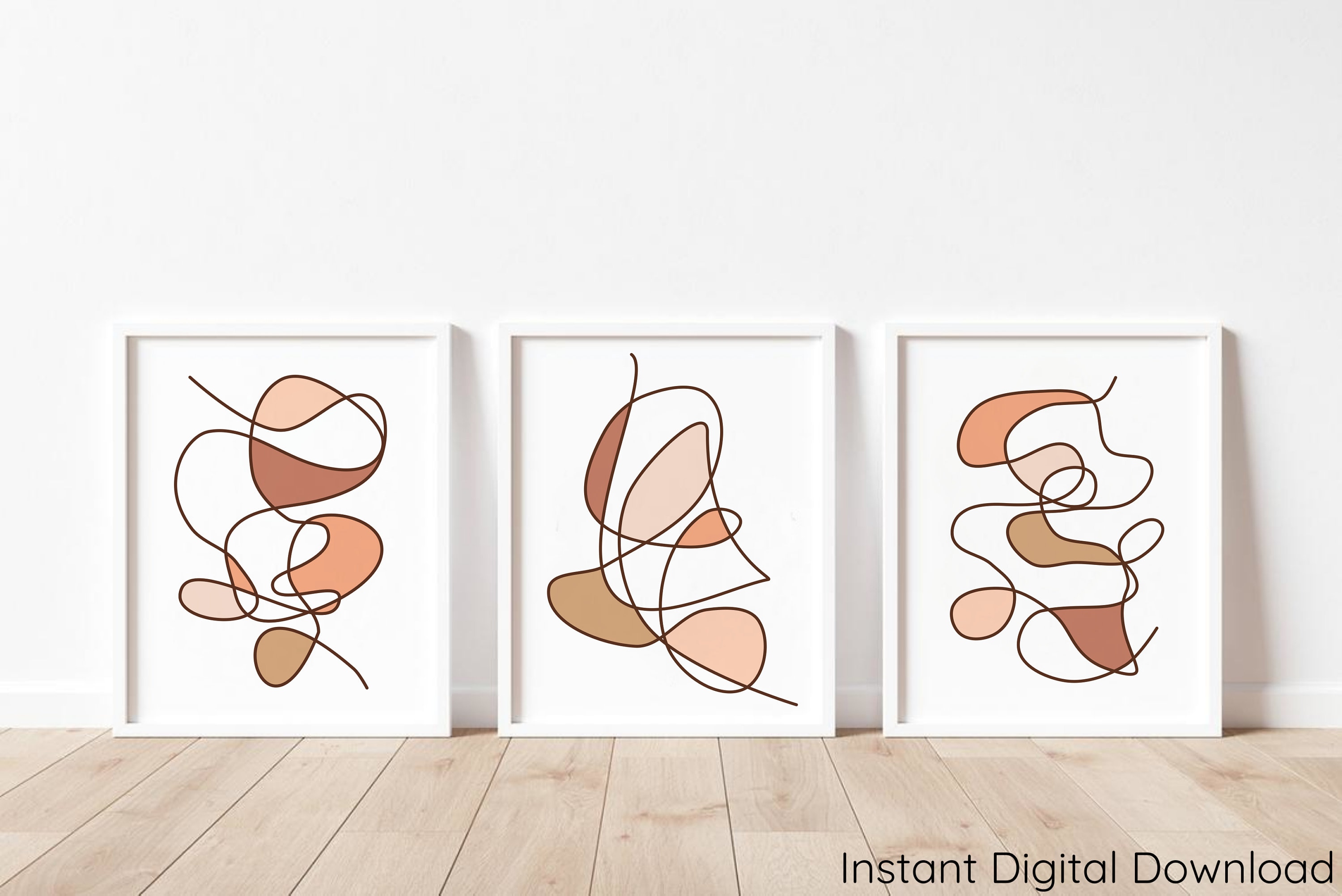 Set of 3 Abstract Line Art Prints One Line Drawing Printable - Etsy