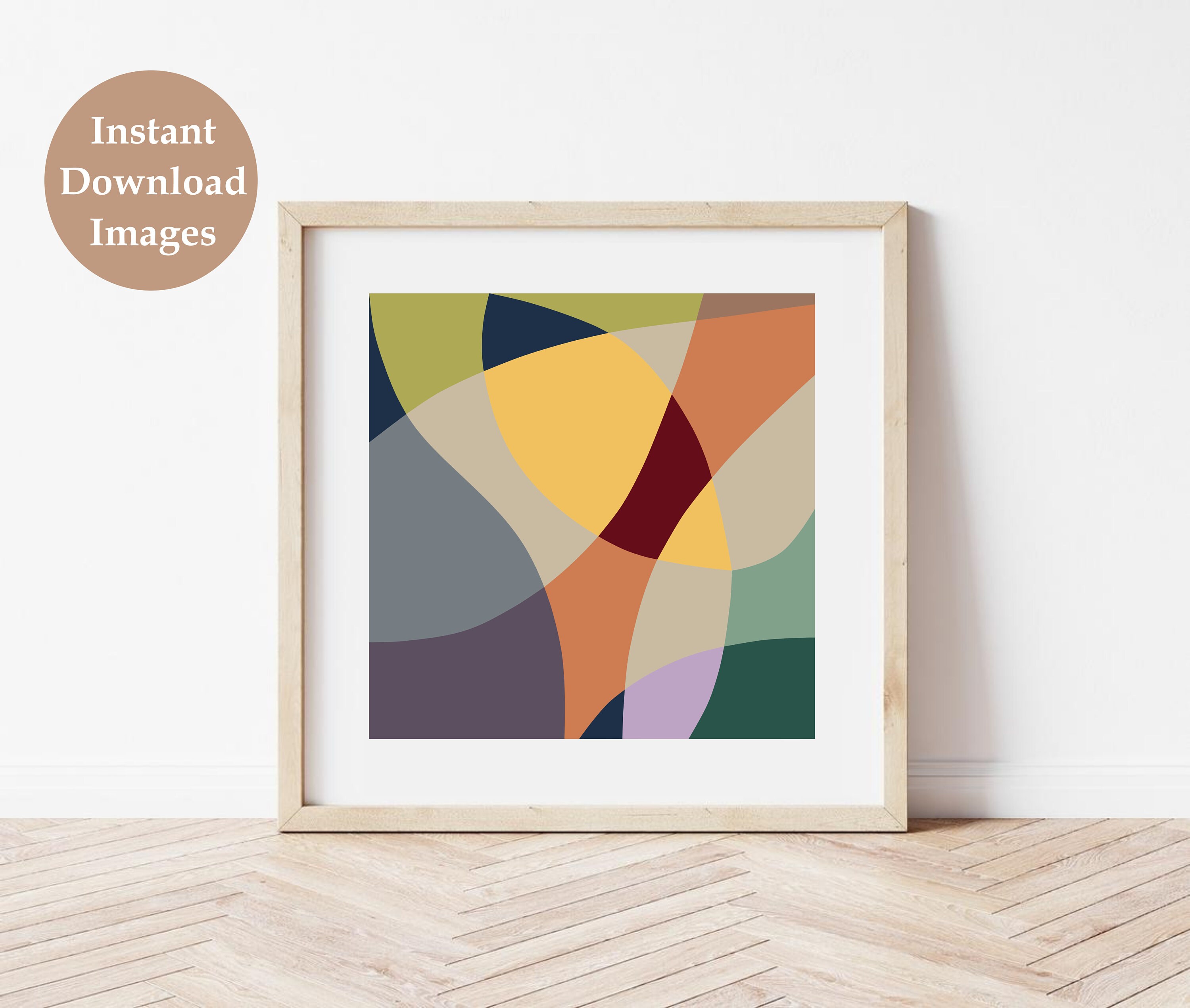 Square Abstract Art Prints Set of 3 Printable Geometric Wall | Etsy