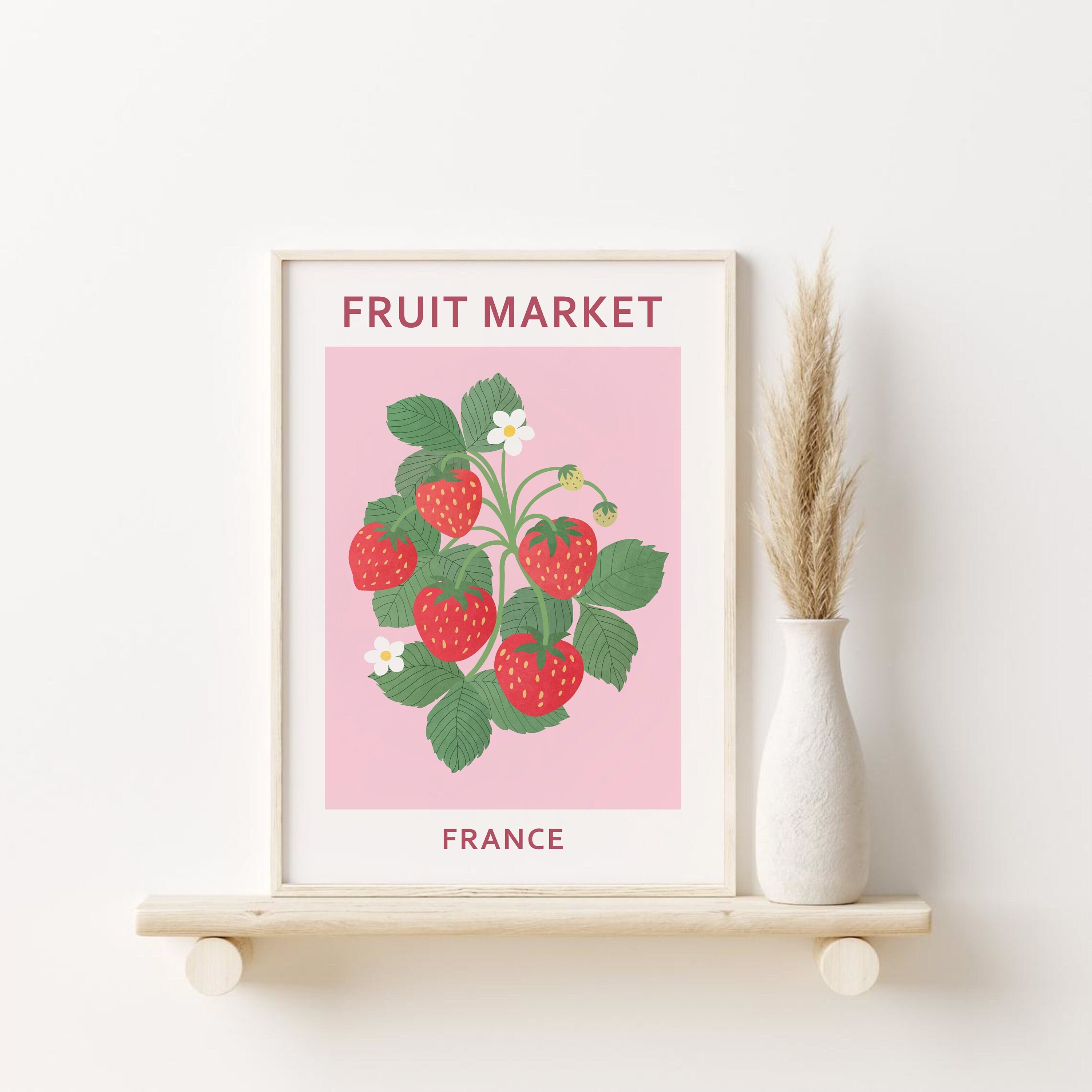 Strawberry Print, Strawberries Fruit Market Print, DIGITAL DOWNLOAD ...