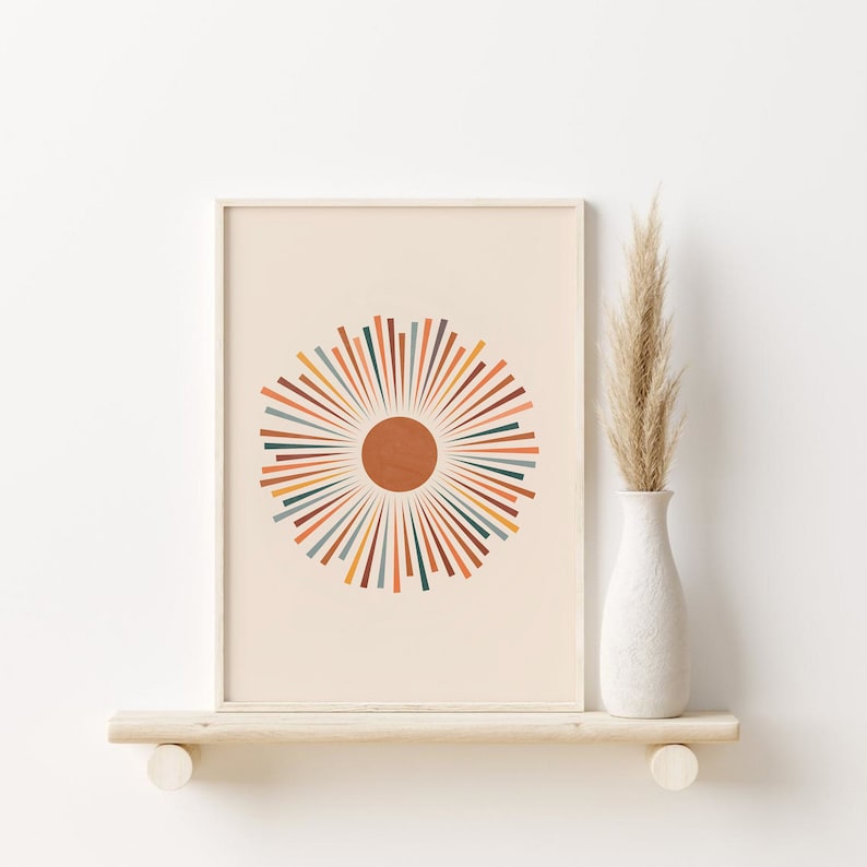 Boho Sun Print, DIGITAL DOWNLOAD, Abstract Sun Printable Wall Art ...