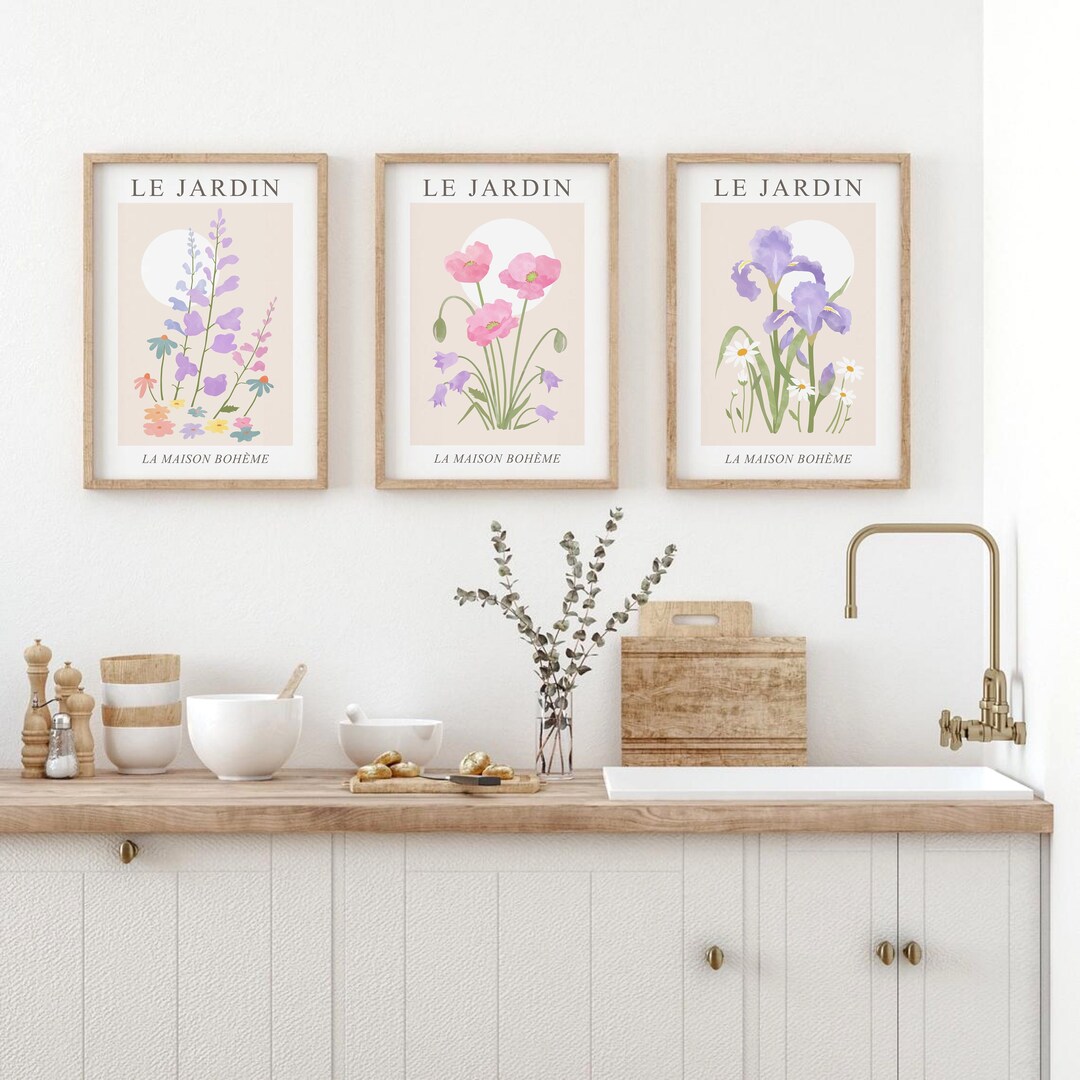 Pastel Floral Print Set of 3, Botanical Exhibition Poster, DIGITAL ...