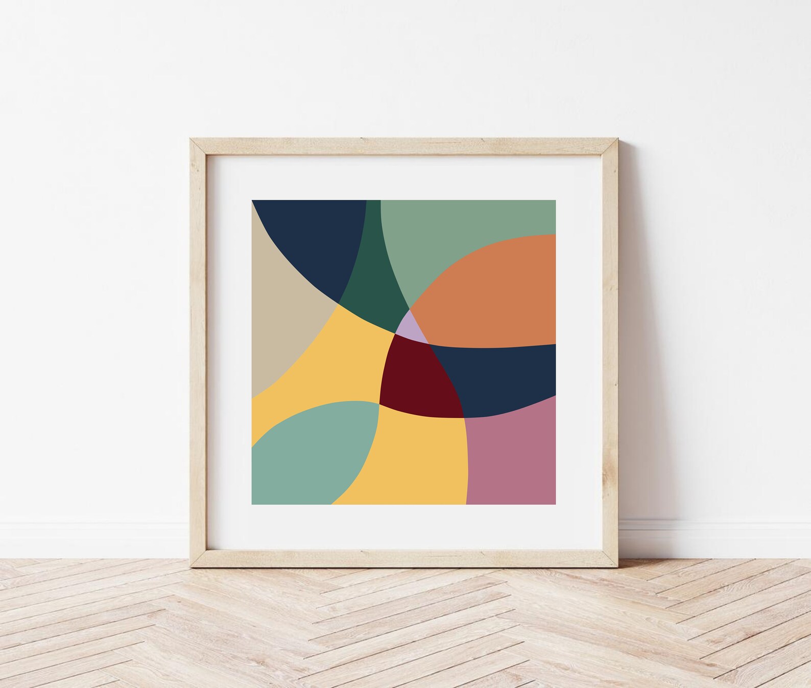 Square Abstract Art Prints, Set of 3, Printable Geometric Wall Art, Mid ...