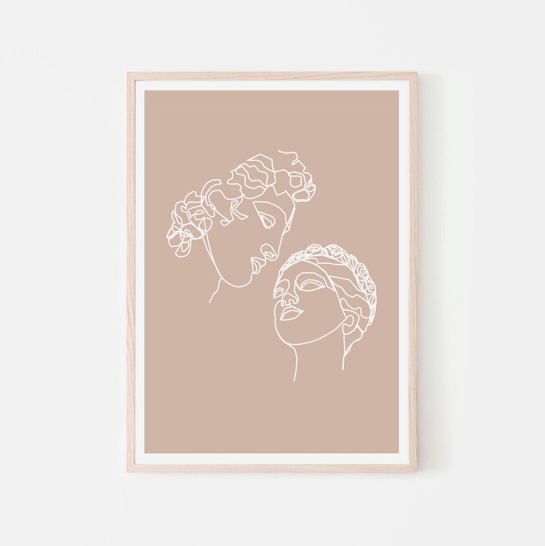 Greek Head Line Drawing, Greek Statue Poster, Neutral Wall Art, Boho ...