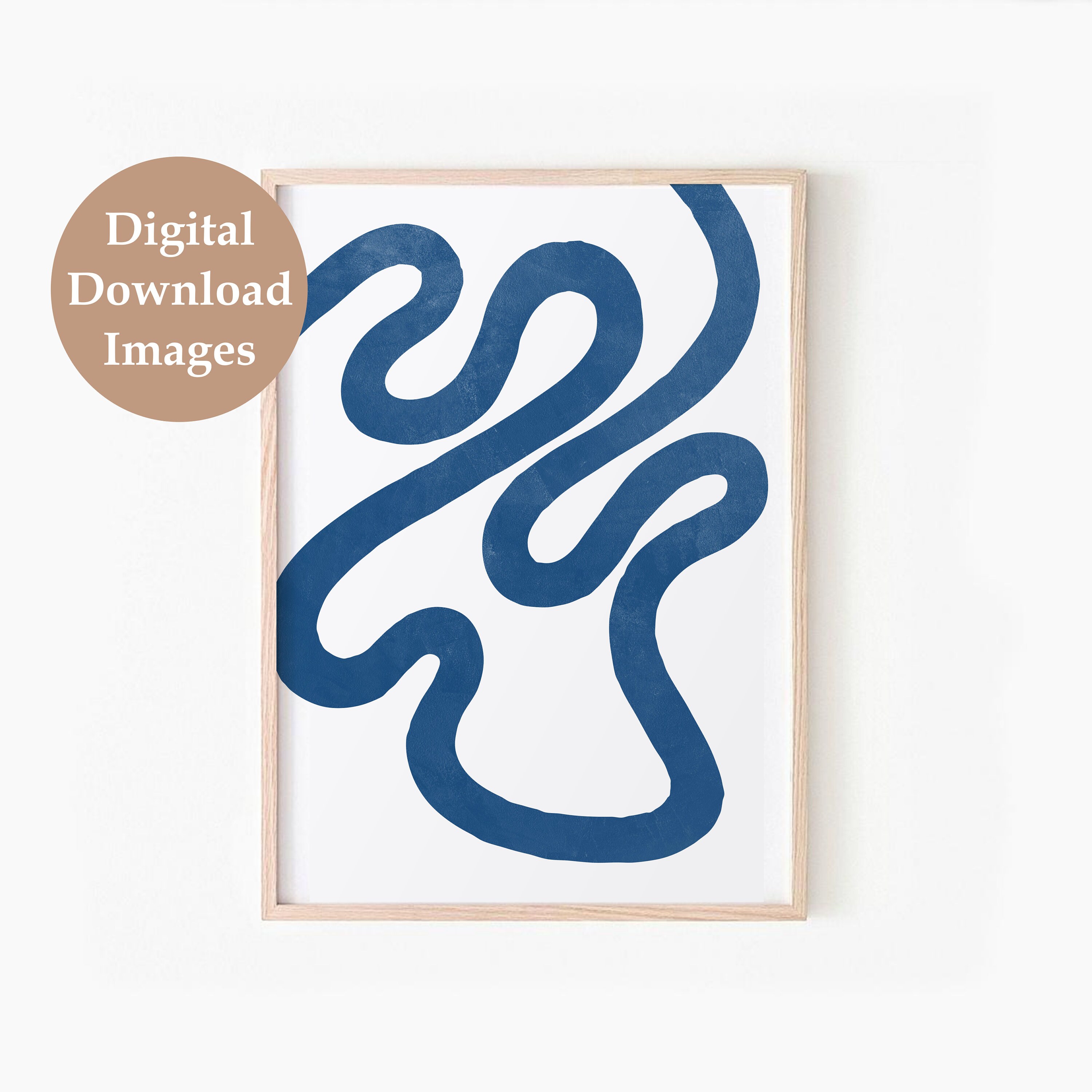 Navy Blue Abstract Print Set of 2 Abstract Line Art DIGITAL - Etsy
