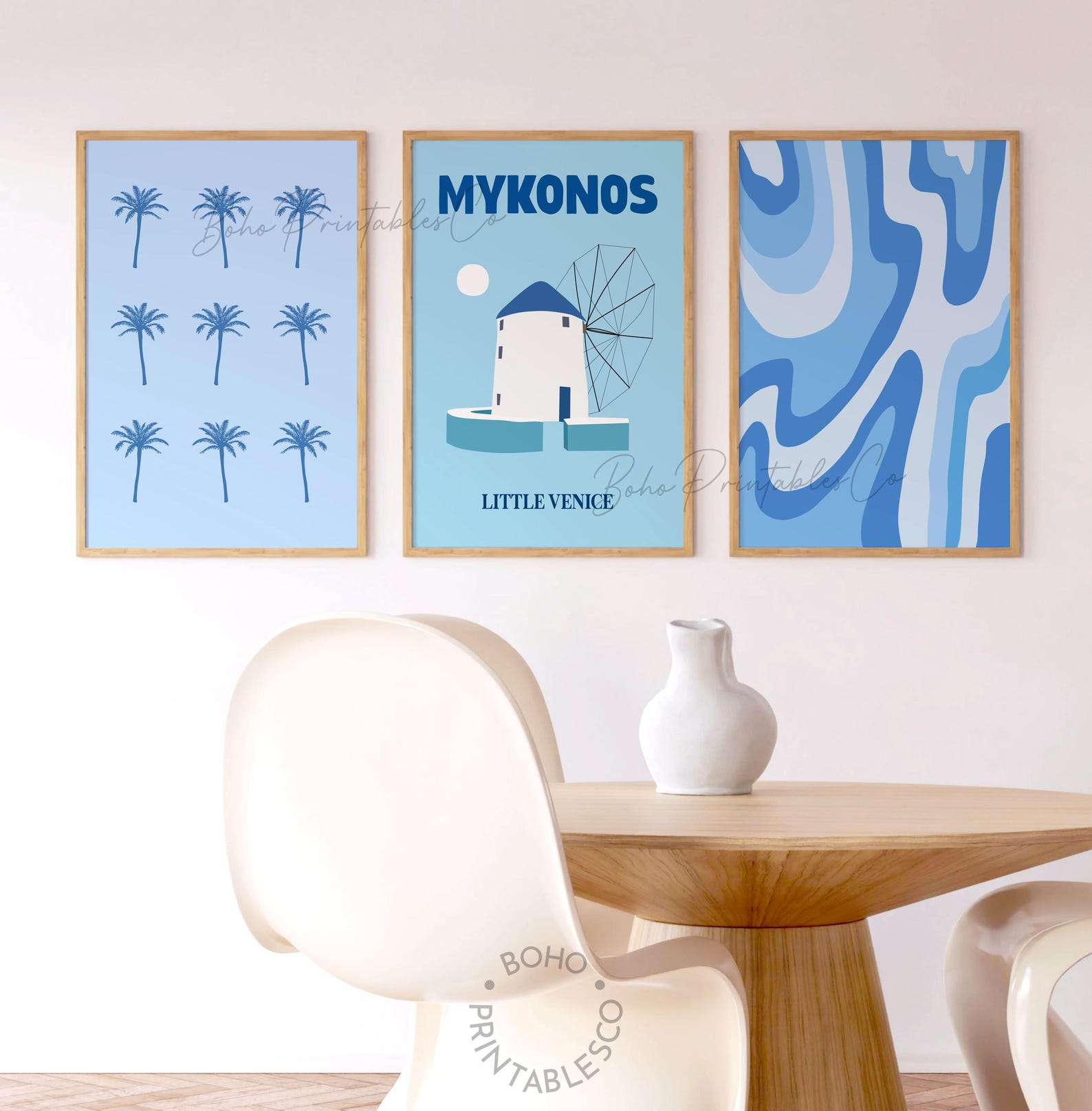 Blue Preppy Print Set of 9, Sky Blue Gallery Wall Set, DIGITAL DOWNLOAD ...